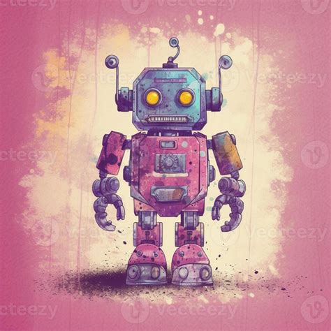 Illustration Of A Robot With A Pink Background Generative Ai Stock Photo At Vecteezy