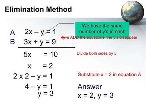 Solving Simultaneous Equations Using Substitution And Eliminationppt