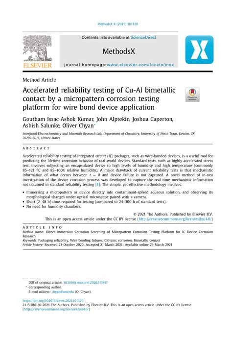 Pdf Accelerated Reliability Testing Of Cu Al Bimetallic Contact By A