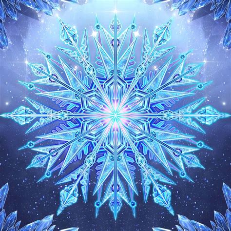 Floating Snowflake Mandala Art Ice Crystal Art Magic Snowflake Art