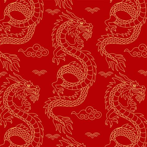 Free Vector Hand Drawn Chinese Dragon Pattern