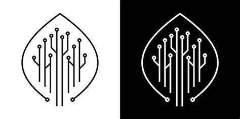 Premium Vector Logo Design Leaf Technology Style Icon Vector Illustration