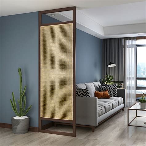 Scandinavian Single Panel Room Divider Screen In Solid Wood Frame Walnut 39l X 94h Room Dividers