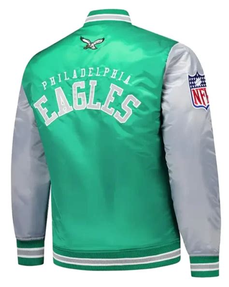 Philadelphia Eagles Kelly Green And Gray Team Satin Jacket William Jacket
