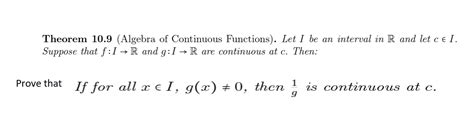 Solved Theorem 10 9 Algebra Of Continuous Functions Let I