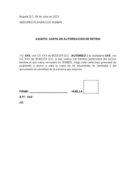Autorizacion Sisben Pdf