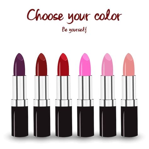 Premium Vector Makeup Realistic Lipstick Assortment Set