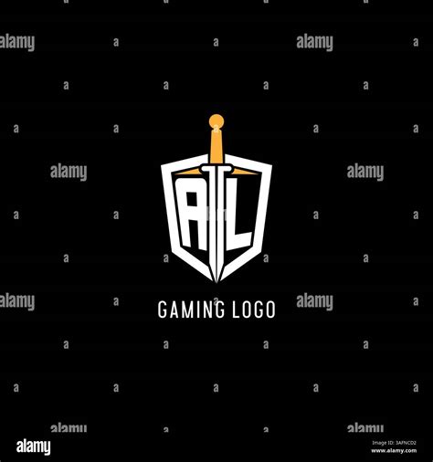 Letter AL Logo With Shield And Sword Design Inspiration Vector Graphic Stock Vector Image Art