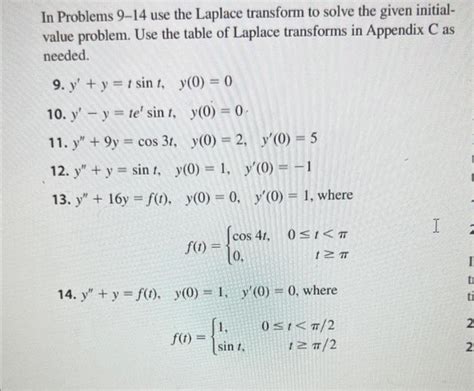 Solved In Problems Use The Laplace Transform To Solve Chegg Com