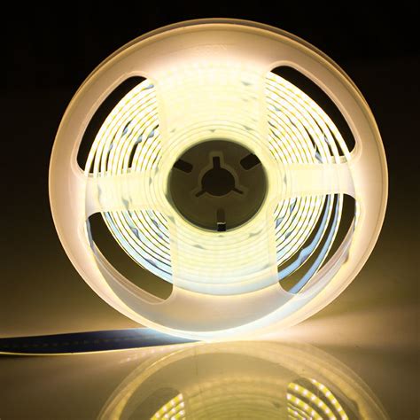 High Density Dc12v 24v 252 Leds 8mm 10w M Warm White Dotless Flexible Cob Led Strip Light Led