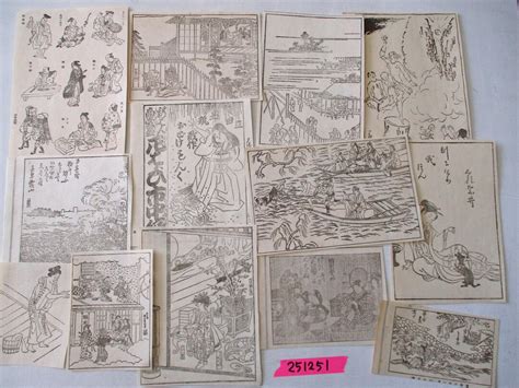 1900s 13antique Japanese Illustration Small Cut Out Paper Ephemera