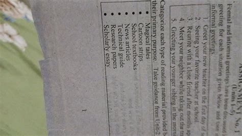 Assignment No 1 Units 1 5 Formal And Informal Greetings Have Been Disc