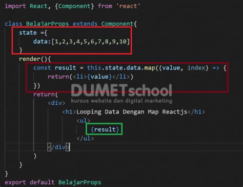 Cara Looping Data Dengan Map Di Reactjs Kursus Website Digital Marketing Desain Grafis