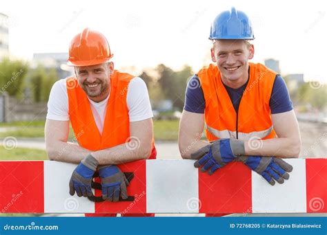 Happy Smiling Construction Workers Stock Image Image Of Labourers Construction 72768205
