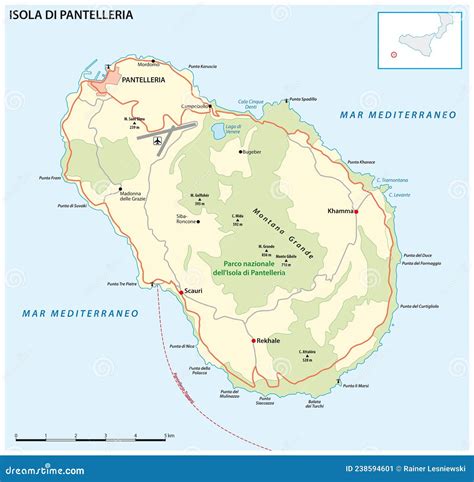 Vector Road Map Of The Italian Volcanic Island Of Pantelleria Sicily