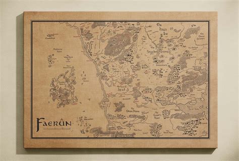 Tolkien Inspired Map Of Faerun Canvas Etsy