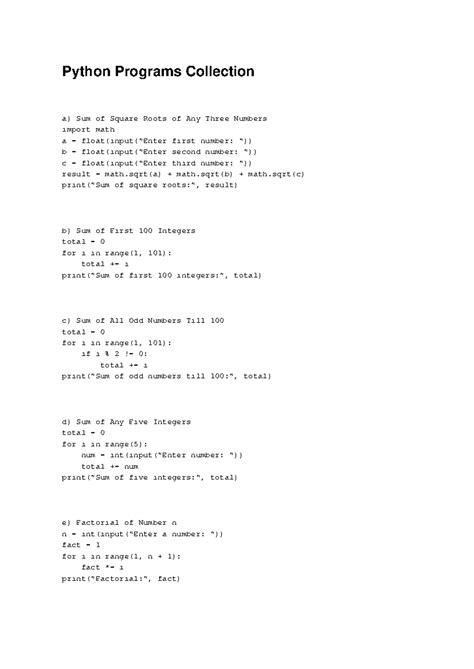 Python Programs Collection Basic Math Functions And Algorithms Studocu