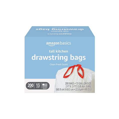 200 Ct 13 Gallon Amazon Basics Tall Kitchen Drawstring Trash Bags Pzdeals