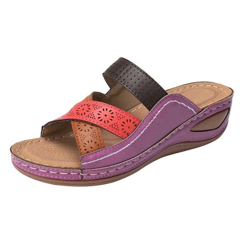 Jeashchat Sandals Women Slip On Slides Open Toe Cross Strap Arch