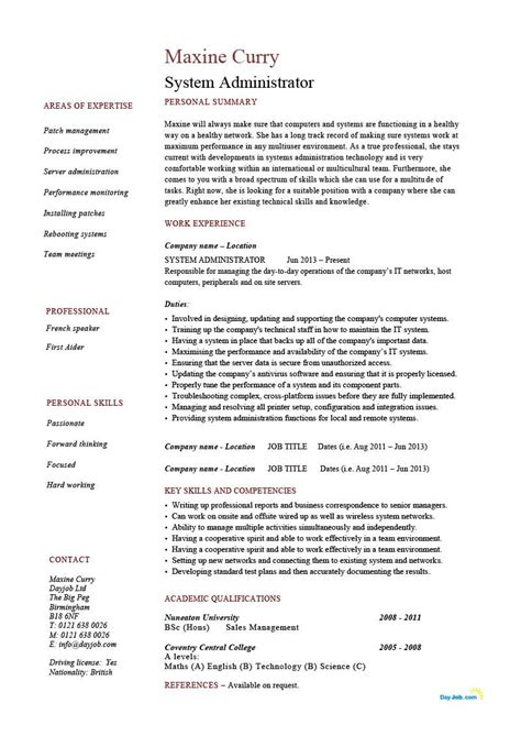 Admin Job Cv Template Best Cv Layout 13 Techniques That Will Get