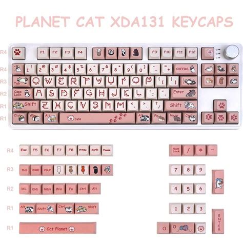 131 Keys Cute Pink Keycaps Cat Planet Dye Sublimation Keycaps Pbt Xda