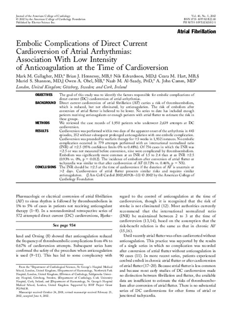 Pdf Low Energy Biphasic Cardioversion Of Atrial Flutter Results From