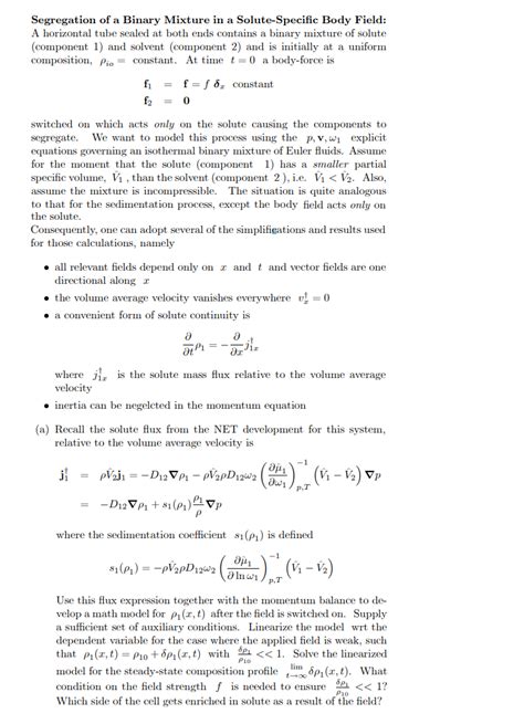 Segregation Of A Binary Mixture In A Solute Specific Chegg