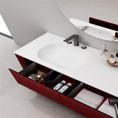 Single Bowl Modern Wall Mounted Bathroom Vanity Ml8518 Silk Touch Joinery