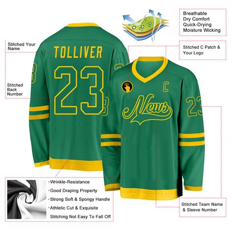 Custom Kelly Green Kelly Green Gold Hockey Jersey Putian Jinsite