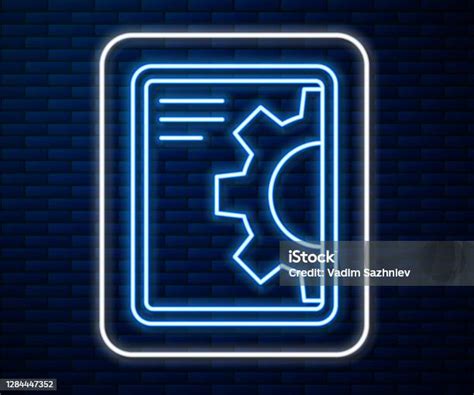 벽돌 벽 배경에 고립 된 빛나는 네온 라인 소프트웨어 웹 개발 프로그래밍 개념 아이콘 화면 태블릿에서 언어 및 프로그램 코드를 프로그래밍합니다 벡터 Crash Site에