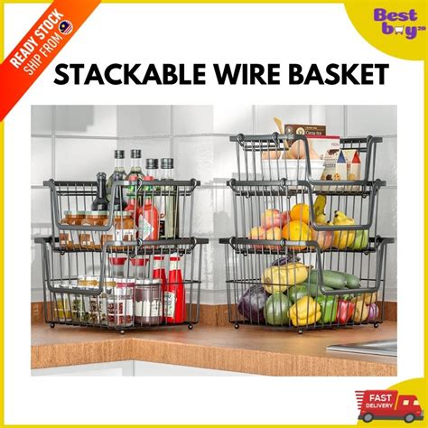 Wire Fruit Storage Baskets Vegetable Rack Rak Bawang Kitchen Fruit Rak