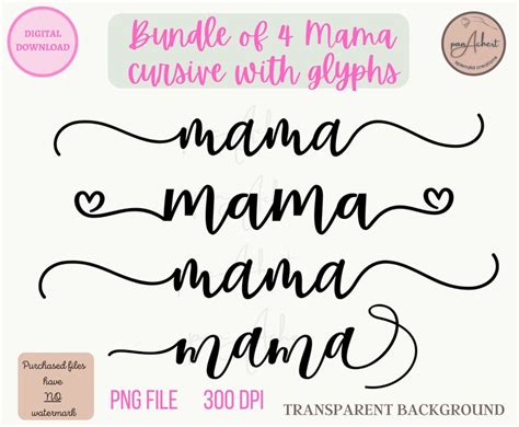 Bundle Of 4 Mama Png Mama Png For Sublimation Mama Png Digital