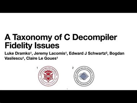Free Video A Taxonomy Of C Decompiler Fidelity Issues From Usenix