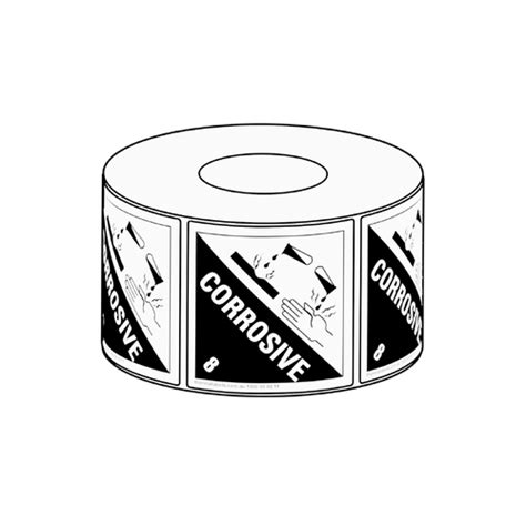 100x100mm Corrosive 8 Label 500 Per Roll Thermal Labels