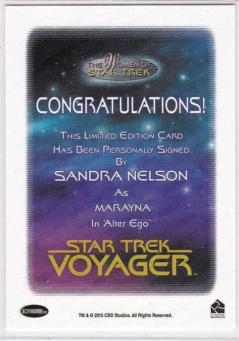 The Women Of Star Trek 50th Anniversary Sandra Nelson Marayna Autograph