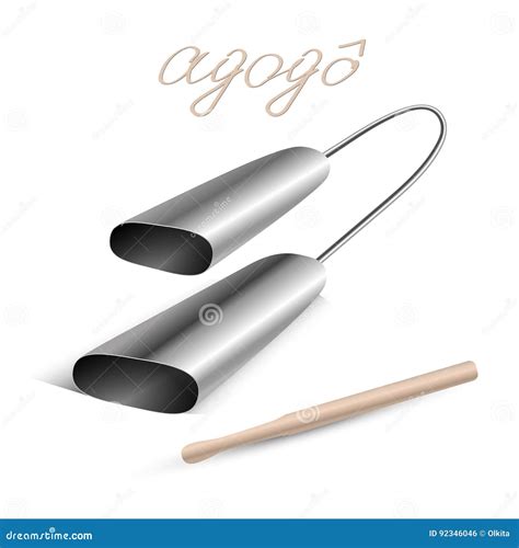 Isolated Colored Brazilian Metal Musical Instrument Agogo With Word