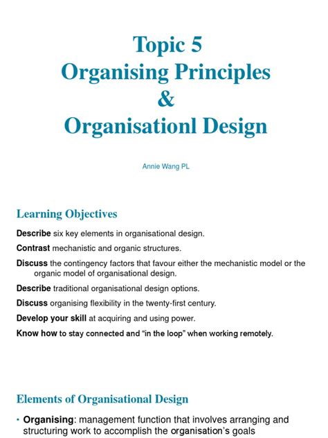 Organisational Design Principles Pdf Organizational Structure