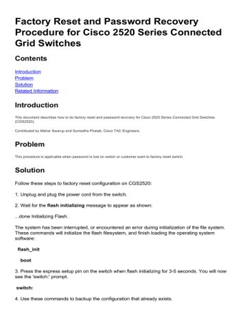 Cisco Switch Factory Reset Gseasia