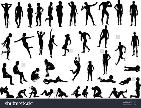 Vektor Stok Collection Naked Human Body Vector Silhouettes Tanpa Royalti Shutterstock