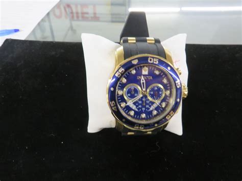 Invicta Gold Black Band Navy Face Watch Bay Area Auction Services