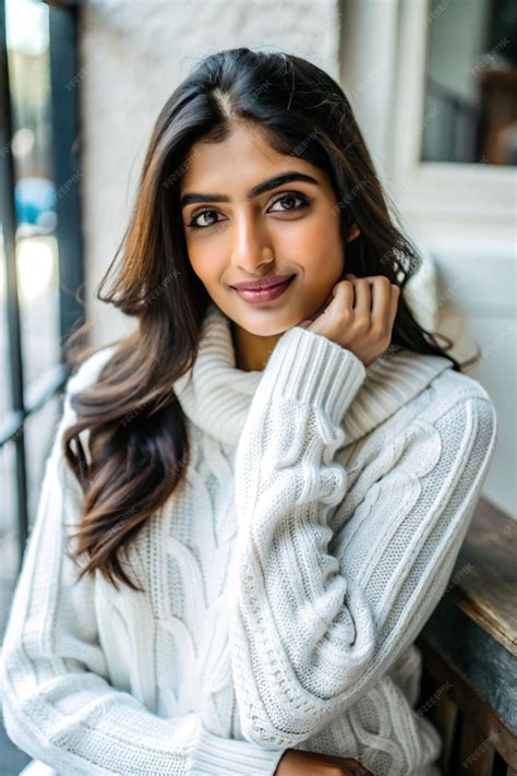 Premium Photo Beautiful Indian Girl In White Sweater