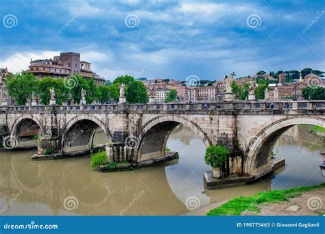 Bridge Over The Tiber River In Rome Italy Stock Image Image Of