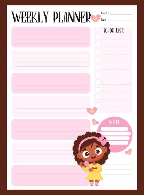Premium Vector Weekly Girly Planner To Do List Notes With Cute