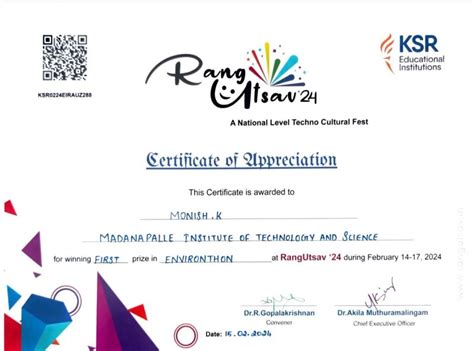 Monish Keerthipati On Linkedin Envirothan Rangutsav24 Ksrcollege