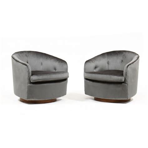 Milo Baughman American 1923 2003 Pair Of Barrel Back Club Chairs
