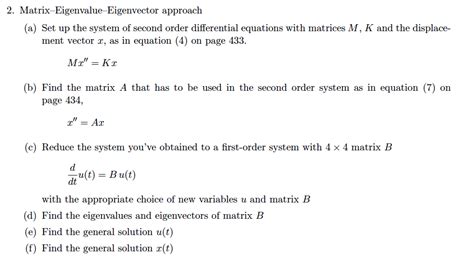 matrix eigenvalue eigenvector approach set up the