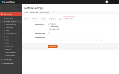 admin dashboard system admin system settings system mode [moowiki