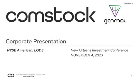 Comstock Mining Inc 1© 2023 Comstock Inc Nyse American Lode Public