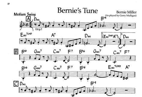 Bernies Tune Arr Gerry Mulligan By Gerry Mulligan Sheet Music For