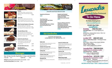 Menu For Leucadia Pizza Kitchen In Carlsbad Ca Sirved